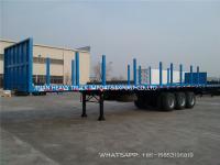 China SINOTRUK 3 Axle Flatbed Trailer Log Wood Flat Bed Trailer With Upright Column for sale