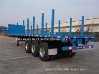 China SINOTRUK 3 Axle Flatbed Trailer Log Wood Flat Bed Trailer With Upright Column for sale