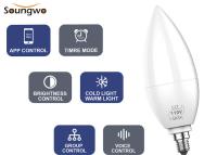 China Smart Candle Bulb Bluetooth Mesh Network APP Group Voice Control 2700k To 6500k CCT for sale