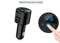 China Bluetooth 5.0 FM Transmitter Car Kit Hands-Free Calling 12V-24V Dual USB 3.6A for sale
