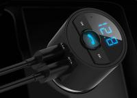 China Bluetooth 5.0 FM Transmitter Car Kit Hands-Free Calling 12V-24V Dual USB 3.6A for sale