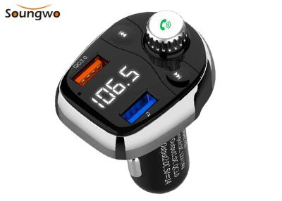 China Wireless Bluetooth Car Kit with QC3.0 Dual USB Port Hands Free Calling 12-24V for sale