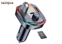China CVC Wireless Car MP3 FM Transmitter PD QC3.0 Dual USB Car Charger 12-24V for sale