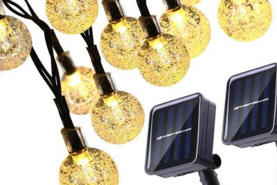 China Solar Garden Ball Lights 1200mAh Rechargeable NiMH Battery IP65 Waterproof 12m 60 LED for sale