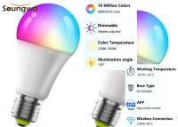 China 9W WiFi Bluetooth Mesh Smart LED Light Bulb RGB CCT Dimmable E26 800lm for sale