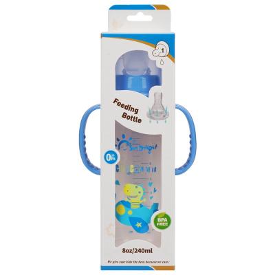 China 240ml Infant Baby Bottle FDA EN14350 Tested Pink Blue Green Color for sale