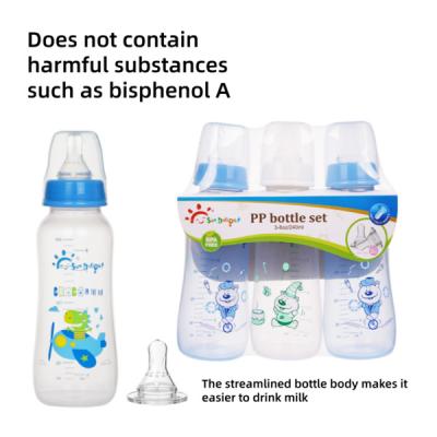 China Manufactory 8oz Standard Feeding Bottle 3pcs In A Set Slow Flow Anti Colic Milk Bottle for sale