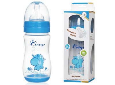 China Odorless 9oz 260ml Wide Neck Arc PP Polypropylene Baby Bottles for sale