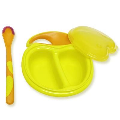 China BPA FREE Yellow Easy Grip Baby Feeding Bowls And Spoons for sale