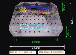Ziplock Clear Stand Up Fruit Pouch Packaging Bags, Vented Produce Bags with zipper, retail vegetable fruit