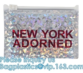 Reusable Metallic Matte Glossy Holographic Ziplock Bags, Reclosable Cosmetic Packing Bubble Pouch Slider Zipper