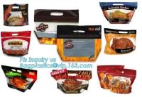 China Custom Printed Stand Up Zipper Pouch with Clear Window for Rotisserie Chicken Packing 200F for sale