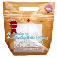 China Custom Printed Stand Up Zipper Pouch with Clear Window for Rotisserie Chicken Packing 200F for sale