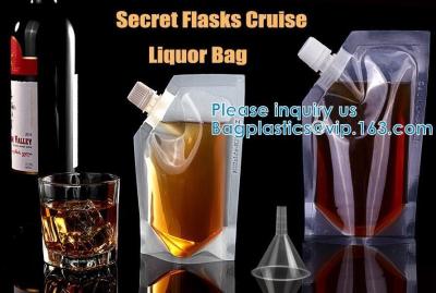 China Reusable Stand-Up Liquor Bags 500ml 17oz Drink Pouches with Funnel for Cold Hot Drinks for sale