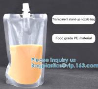 China Reusable Stand-Up Liquor Bags 500ml 17oz Drink Pouches with Funnel for Cold Hot Drinks for sale