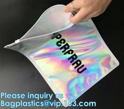 China Custom Holographic Slide Zipper Bag Anti-Odour Swimwear Packaging 100pcs for sale