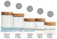 China Square Glass Storage Jar with Bamboo Lid 220ml 300ml 420ml 660ml 730ml Food Grade Custom Logo for sale