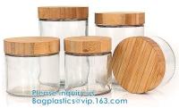 China Square Glass Storage Jar with Bamboo Lid 220ml 300ml 420ml 660ml 730ml Food Grade Custom Logo for sale