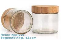 China Square Glass Storage Jar with Bamboo Lid 220ml 300ml 420ml 660ml 730ml Food Grade Custom Logo for sale