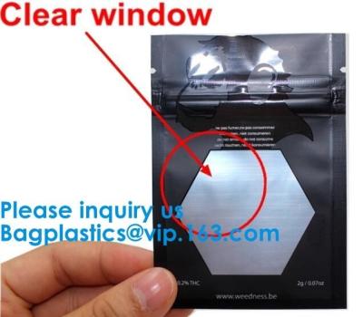 China Zipper Stand Up Pouch Bags 4x6 Inches Moisture Proof Smell Proof Mylar Bags with Clear Window for sale