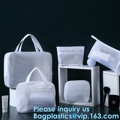 China Frosted EVA Cosmetic Tote Bag 8.6x5.5x2.4 inch Waterproof Travel Toiletries Organizer Pouch with Handle for sale