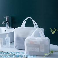 China Frosted EVA Cosmetic Tote Bag 8.6x5.5x2.4 inch Waterproof Travel Toiletries Organizer Pouch with Handle for sale