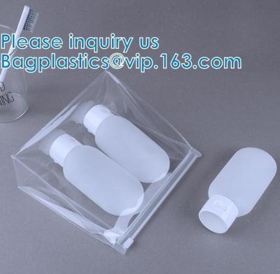China Custom Transparent PVC Zipper Pouch Bag Leather Clutch Cosmetic Bag 25.5x19cm for sale