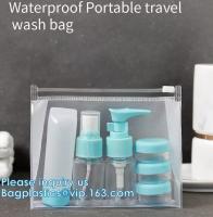 China Clear PVC Cosmetic Pouch Set 12x7.5 Inch Waterproof Vinyl Makeup Bag 4 Pack for sale
