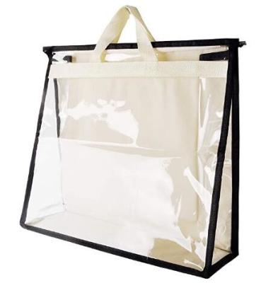 China Clear PVC Handbag Storage Dust Cover Bags 4 Sizes 13-17 Inch with Handle Zipper for sale