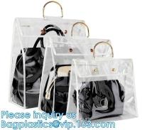China Clear PVC Handbag Dust Cover Protector with Magnetic Snap Closure 9x12 inch Storage Bag for sale