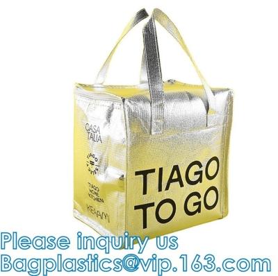 China Aluminum Foil Insulated Thermal Lunch Bag 8x8x8 Reusable Cooler for Food Transportation for sale