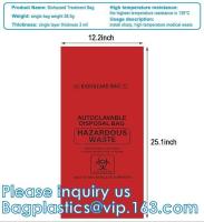 China Polypropylene Biohazard Disposal Bags 135°C Sterilization Warning Label Biohazard Symbol Waste Bags for sale