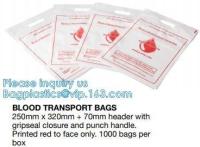 China Custom LDPE Blood Transport Bags 350x440mm Leak Proof Reclosable Specimen Bags for sale