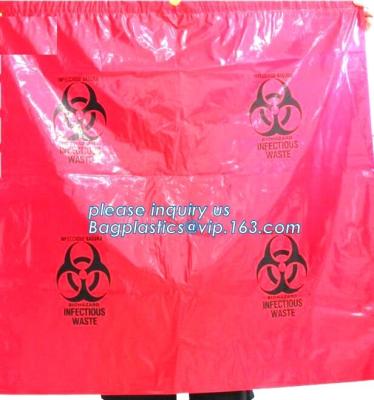 China Red Biohazard Waste Disposal Bags 24x30 Inch 12-16 Gallon Drawstring LDPE Medical Grade for sale