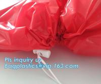 China Red Biohazard Waste Disposal Bags 24x30 Inch 12-16 Gallon Drawstring LDPE Medical Grade for sale