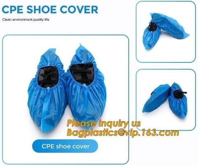 China Disposable CPE Shoe Covers 100 Pack Waterproof Non-Slip 15.7x5.9 Inches for Indoor Use for sale