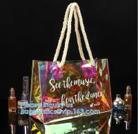 China Clear PVC Tote Bag 9.8x11x4.7 Inch Waterproof Stadium Handbag with Leather Handle for sale