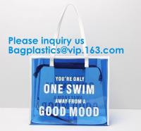 China Custom Clear PVC Tote Bag 13x12.5 Inches Waterproof Beach Shopping Bag for sale