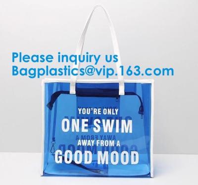 China Custom Clear PVC Tote Bag 13x12.5 Inches Waterproof Beach Shopping Bag for sale