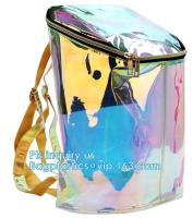 China Holographic Clear PVC Backpack 11.2 Inch Waterproof Transparent Daypack for School Travel for sale