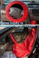 China Universal Nylon Car Seat Covers 5pcs Set 26.5x19x2cm Custom Logo Fabric Steering Wheel Cover for sale