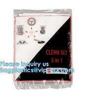 China Universal Disposable Transparent Car Seat Cover Set 5 Seater Waterproof PE Steering Wheel Cover for sale