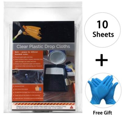 China 9x12FT Painter Plastic Drop Cloths 20 Pack Waterproof Anti-Dust Furniture Cover for sale