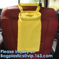China Collapsible Waterproof Car Trash Bag 25L Leak-Proof Hanging Garbage Bin with Storage Pockets for sale
