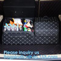 China Waterproof PU Leather Car Trunk Organizer Storage Box 35x32x30 cm Collapsible for sale