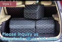 China Waterproof PU Leather Car Trunk Organizer Storage Box 35x32x30 cm Collapsible for sale