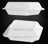 China Compostable Clamshell Take Out Food Containers 8x8 Inch 50 Pack Heavy Duty Sugarcane Fiber for sale