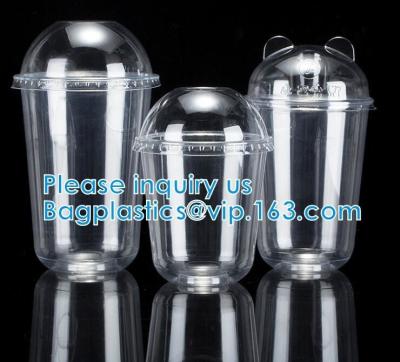 China U Shaped Disposable Glitter Cup 450ml Plastic Beverage Cup with Lid for Juice Coffee Tea Takeaway for sale
