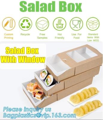China Custom Kraft Paper Lunch Box Biodegradable 500ml Takeout Food Container for sale