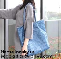 China Washable Tyvek Kraft Paper Shopping Tote Bag 35x40cm with Cotton Linen Lining Custom Logo for sale